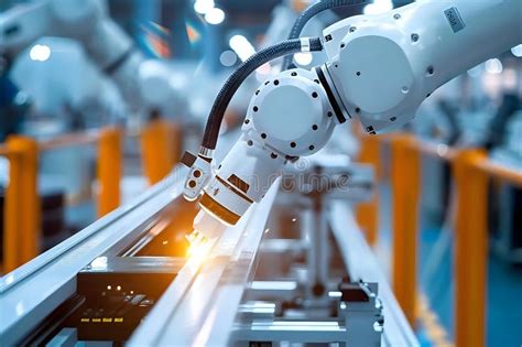 Robotic Arm Precisely Processes Components On Automated Assembly Line