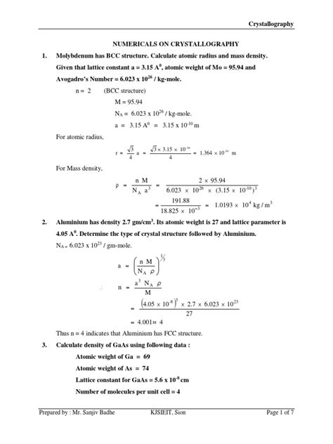 02 Crystallography Problems And Question Bank Pdf X Ray