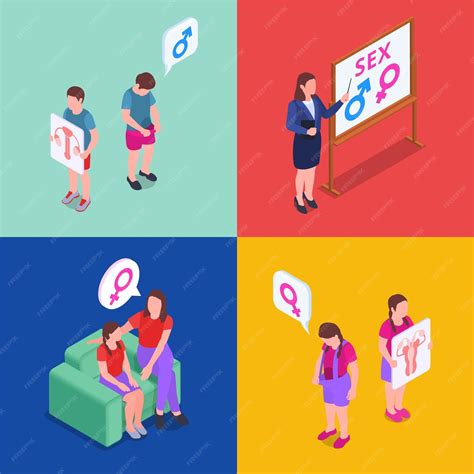 Free Vector Sex Education Isometric 2x2 Concept Set Isolated Vector