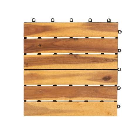 Denislawn 1 Ft X 1 Ft Quick Deck Solid Acacia Wood Deck Tile Checker