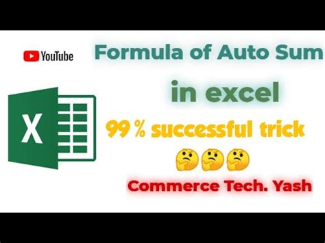 Auto Sum Formula In Excel Working Tricks Commerce Tech Yash Maheshwari Microsoft