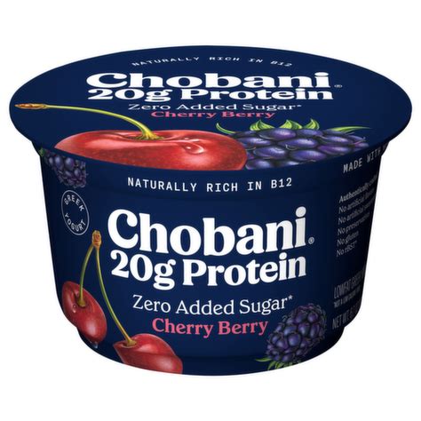 Chobani 20g Protein Zero Added Sugar Cherry Berry Lowfat Greek Yogurt