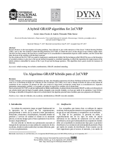 pdf a hybrid grasp algorithm for 2ecvrp bullet