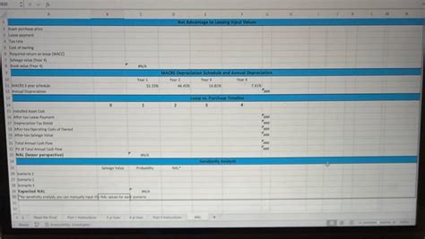 using the nal tab develop an excel spreadshect model