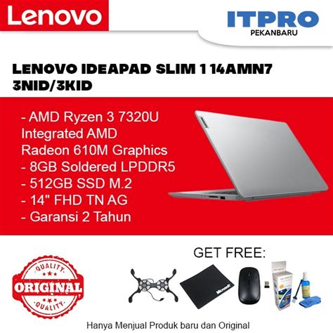 Jual LENOVO IDEAPAD SLIM AMN NID KID AMD RYZEN RAM GB GB SSD Shopee Indonesia