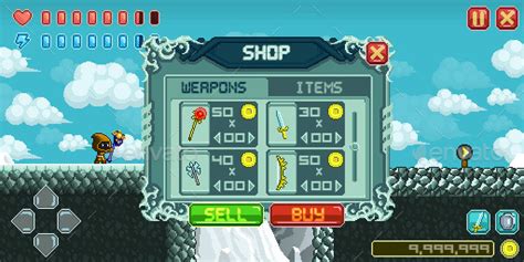 2d pixel game gui kit with icons buttons boards and more by space gecko