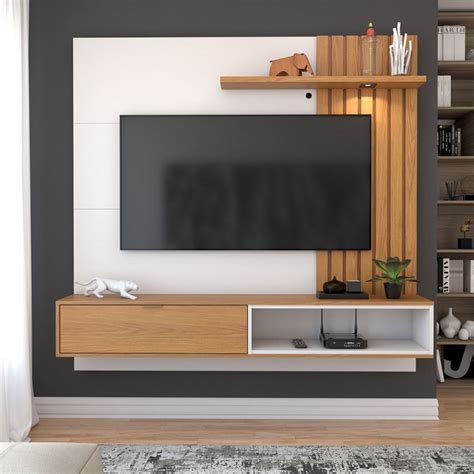 Painel Para Tv Até 60 Polegadas Caribe 1 Porta 1 Prateleira Off White