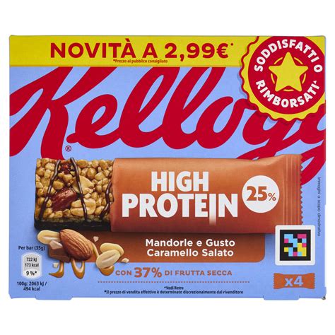 Kelloggs High Protein 25 Mandorle E Gusto Caramello Salato 4 X 35 G