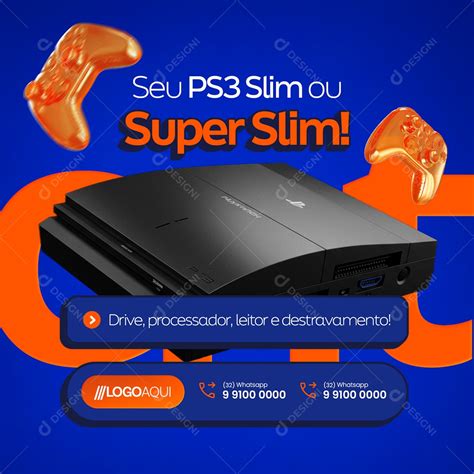 Games Seu Ps3 Slim Ou Super Slim Social Media Psd Editável [download