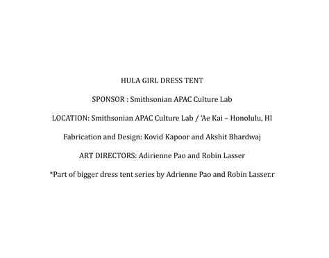 Hula Girl Dress Tent — Kovid Kapoor