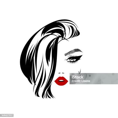 뷰티 로고 브랜드 이름 속눈썹 연장 패션 여성 짧은 헤어스타일 데이트 메이크업 미용실 간판 아이콘 배경 화면 배경입니다 벡터 그림 가짜 속눈썹에 대한 스톡 벡터 아트 및