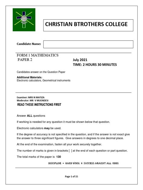 Form 1 Maths Paper 2 Mid Year Exam Pdf Significant Figures Ratio