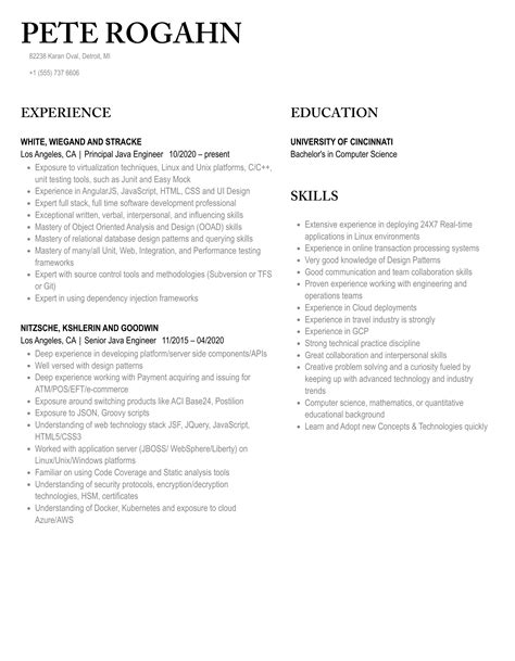Java Engineer Resume Samples Velvet Jobs