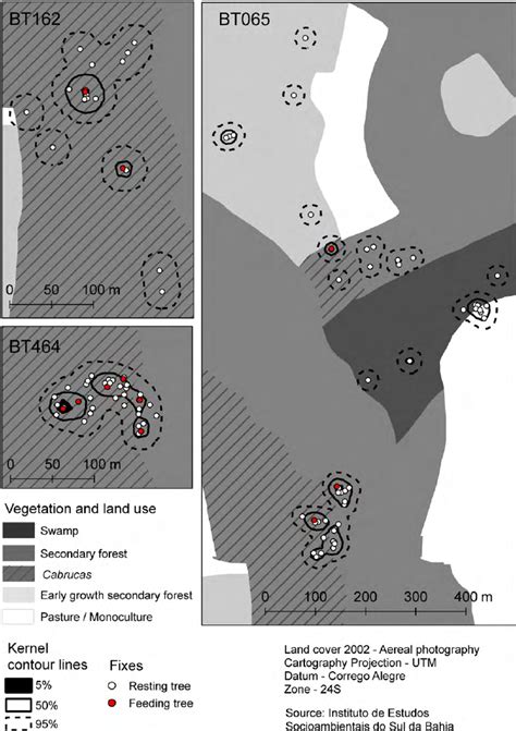 Home Range Kernel Method Of The Three Tagged Animals Showing The Land
