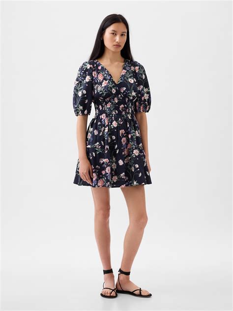 Puff Sleeve Smocked Mini Dress Gap