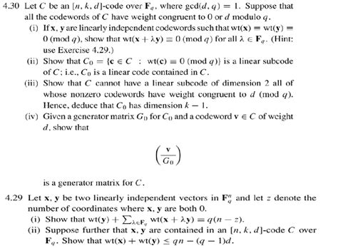 Solved Let C Be An N K D Code Over Fq Where Chegg
