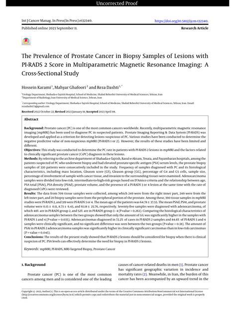 Pdf The Prevalence Of Prostate Cancer In Biopsy Samples Of Lesions With Pi Rads 2 Score In