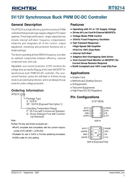 5v 12v synchronous buck pwm dc dc controller features general