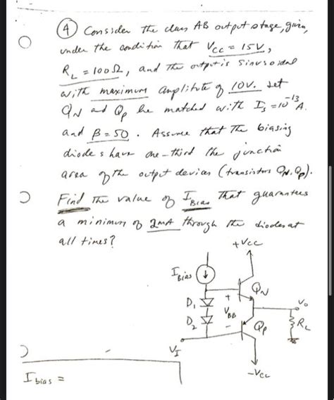 Solved 9 Quad 4 Consider The Class Ab Output Stage Given