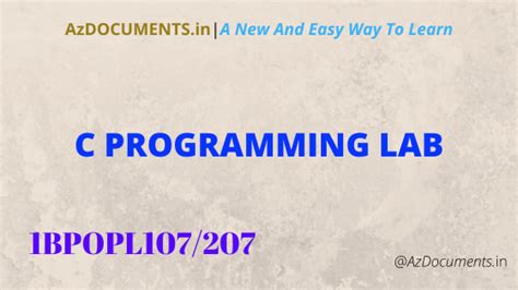C Programming Lab 1bpopl107 207