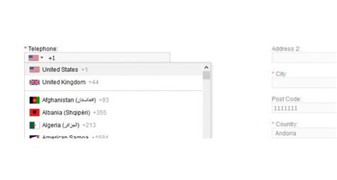 OpenCart International Telephone Input With Flags And Dial Codes