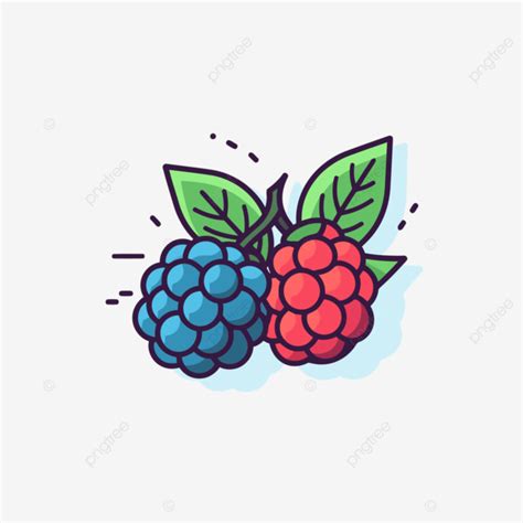 Blue And Red Raspberry Flat Design Vector Berries Lineal Icon Flat Icon Png And Vector With