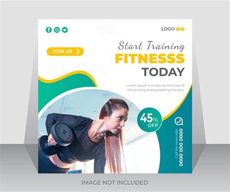 체육관 피트니스 소셜 미디어 게시물 배너 디자인 템플릿 프리미엄 벡터