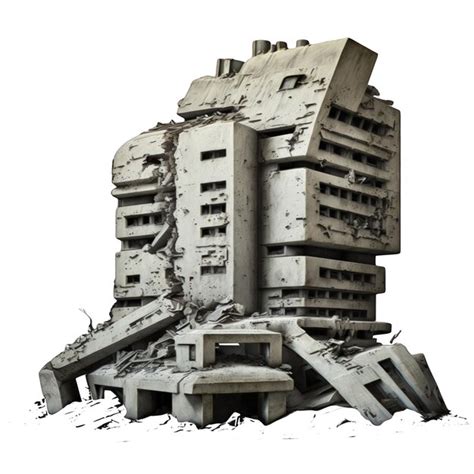 Premium Ai Image Large Building Damaged After War Isolated 3d Render