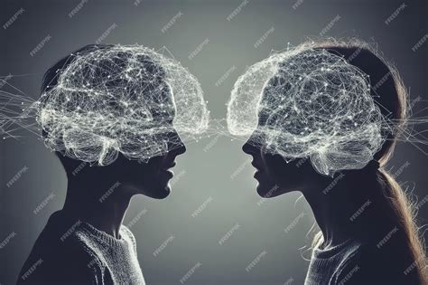 Brain Architecture Cerebral Cortex Abstract Illustration Of Two Brains With Glowing Connections