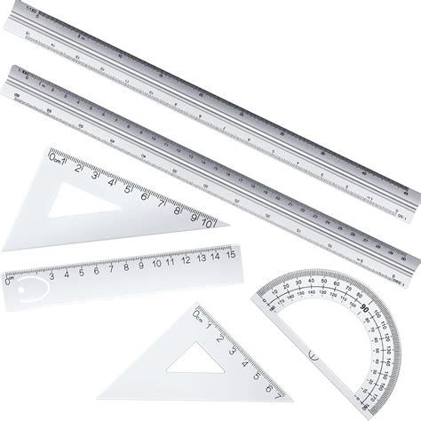 6 Pcs Triangular Ruler Set 12 Inch Engineering Scale Aluminum Architect Drafting Ruler Metal