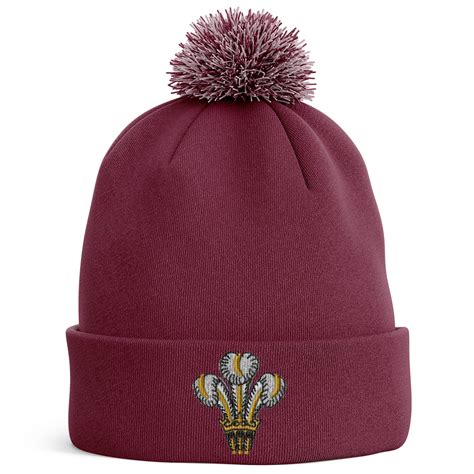 Welsh Feathers Bobble Hat Women Purple Print House