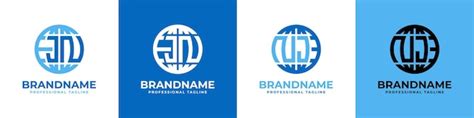 Premium Vector Letter Jn And Nj Globe Logo Set Suitable For Any