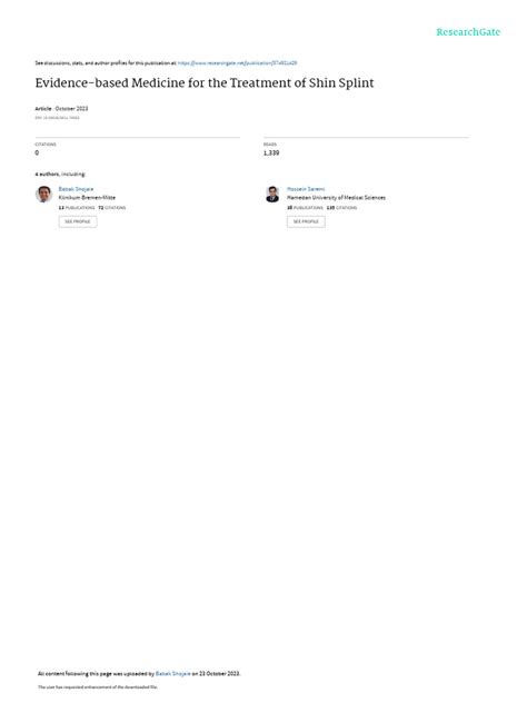 Evidence Based Medicine For The Treatment Of Shin Splint 0001 Pdf