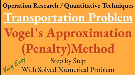 Vogels Approximation Method Transportation Problem Penalty Method Vam Mba Bba Aktu