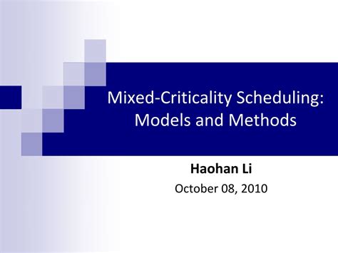 ppt optimizing mixed criticality job scheduling for real time systems