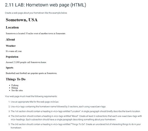 Solved 211 Lab Hometown Web Page Html Create A Web Page