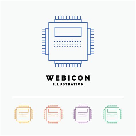 Processor Hardware Computer PC Technology Color Line Web Icon Template Isolated On White