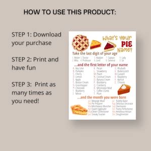Whats Your Pie Name Game With Nametags Sign Pie Holiday Party Game