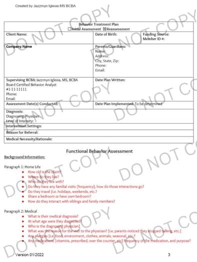 Bcba Training Behavior Plan Background Questionnaire By Jazzmyn Iglesia Bcba