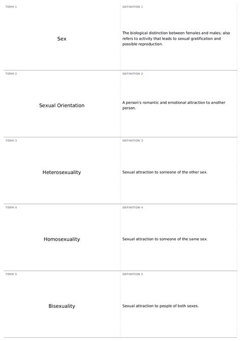 Sex And Sexuality Terms Definitions And Historical Context Quizzes Conflictology Docsity