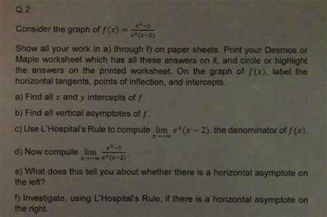 Solved Consider The Graph Of F X Ex X−2 X2−5 Show All Your