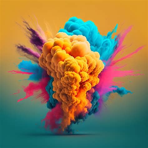 Premium Photo Colorful Explosion Smoke Generative Ai