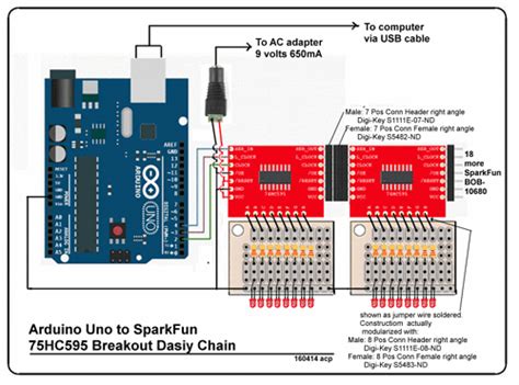 Arduino To Daisy Chain Sparkfun 74hc595 Breakout Board General