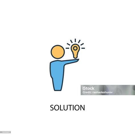 솔루션 개념 2 컬러 라인 아이콘입니다 간단한 노란색과 파란색 요소 그림입니다 솔루션 개념 개요 기호 디자인 개념에 대한 스톡 벡터 아트 및 기타 이미지 Istock
