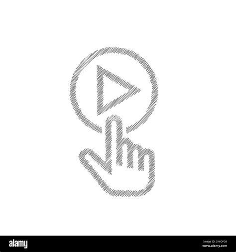 finger pressing play button grey sketch icon stock vector image and art alamy