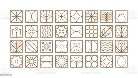 기하학적 음식 꽃 무늬입니다 최소 라인 천연 유기농 식물 과일 모양 생태 농업 개념 벡터 단순 세트 패턴에 대한 스톡 벡터 아트 및 기타 이미지 Istock