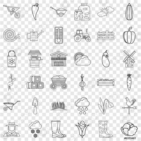 Weather Icons Set Outline Style Stock Vector 6353481 Crushpixel
