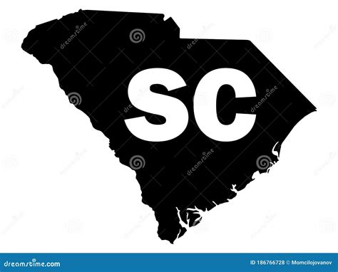 Black Map Of South Carolina With Postal Code Abbreviation Stock Vector Illustration Of