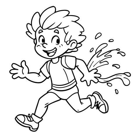 달리고 미소 짓는 소년 만화 페이지 터 일러스트레이션 프리미엄 Ai 생성 벡터