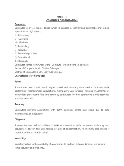 Computer Applications Unit 1 Pdf Computer Data Storage Random Access Memory